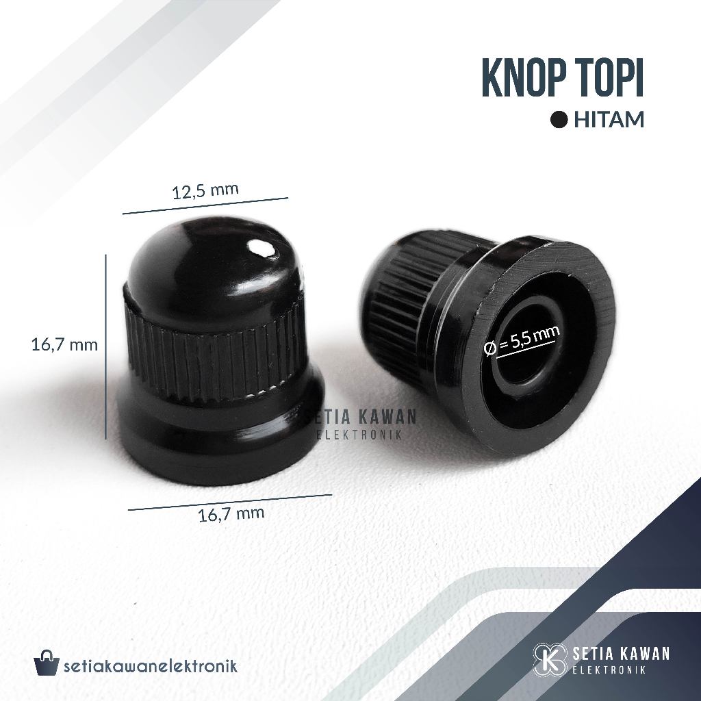 Jual Knop Potensio Topi Hitam Plastik / Kenop Potensio / Knob Potentio Hitam - Titik Putih ...