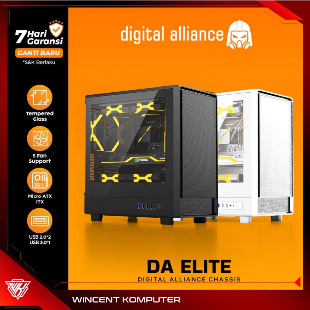 Jual Casing PC Digital Alliance Elite MATX - BLACK - WHITE | Shopee Indonesia