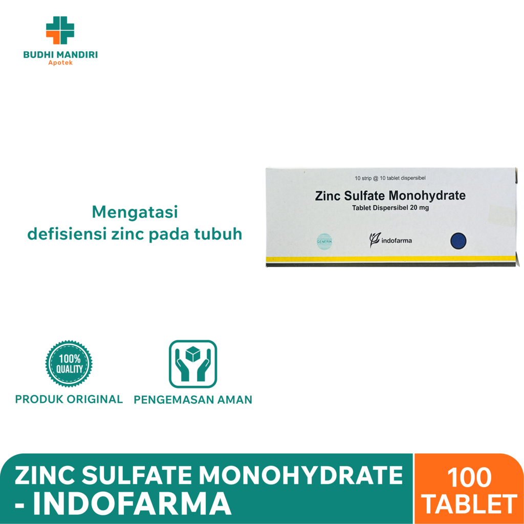 Jual Zinc Sulfate Monohydrate 20mg Indofarma (1 Box) | Shopee Indonesia