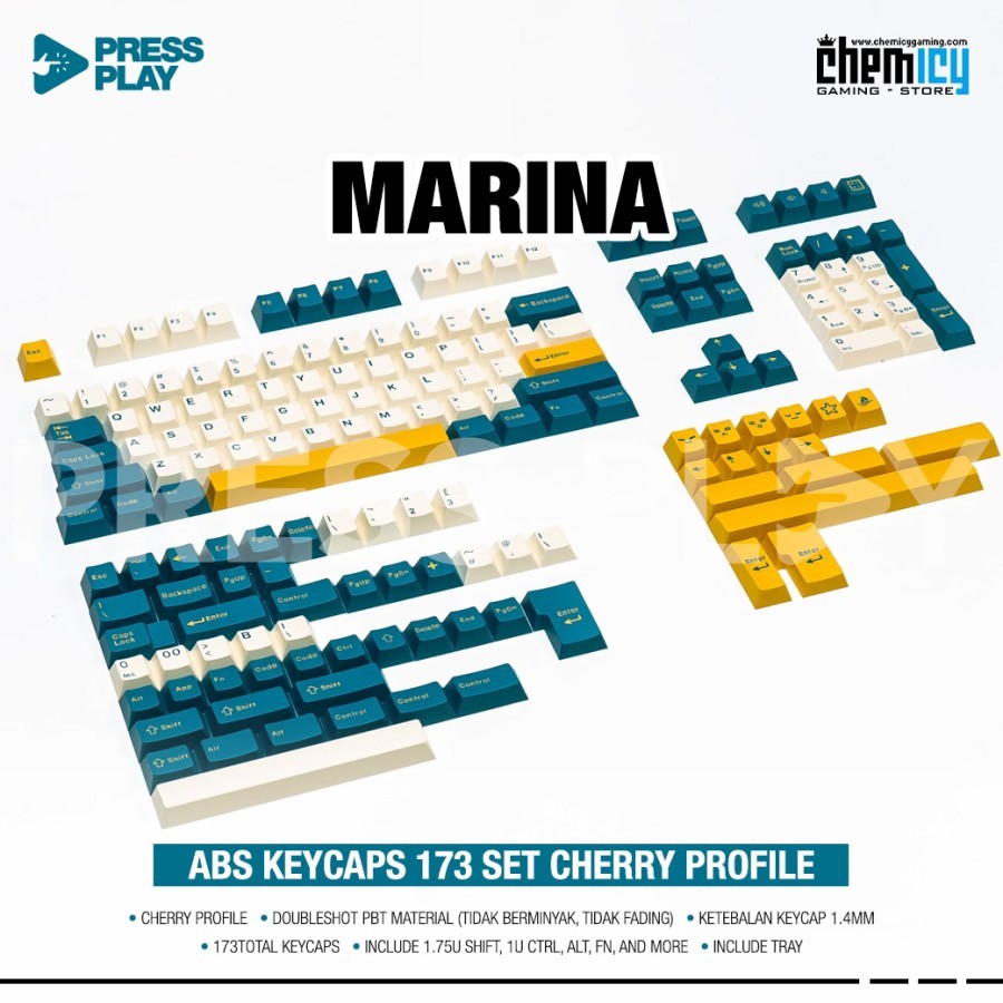 Jual Press Play MARINA PBT ABS Keycaps 173 Set Cherry Profile | Shopee ...