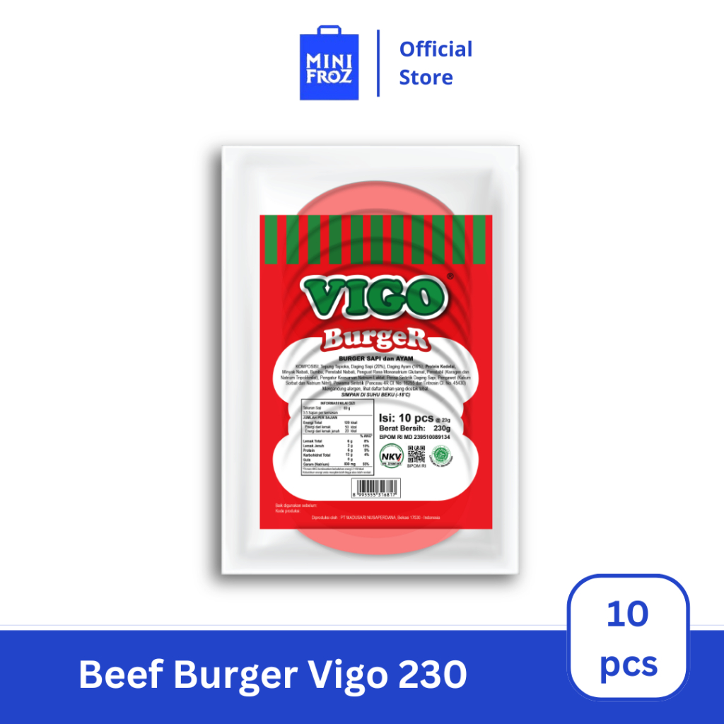 Jual VIGO Beef Burger Isi 10 Pcs - Daging Burger 230 Gram | Shopee ...