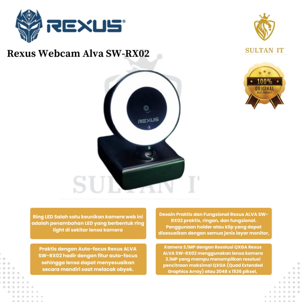 Jual Rexus Alva SW-RX02 Webcam Original Resolusi QXGA Webcam | Shopee Indonesia