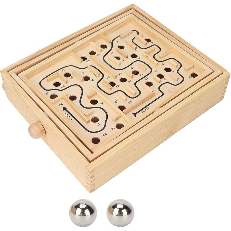 Jual wooden maze labyrinth balance game mainan motorik keseimbangan ...