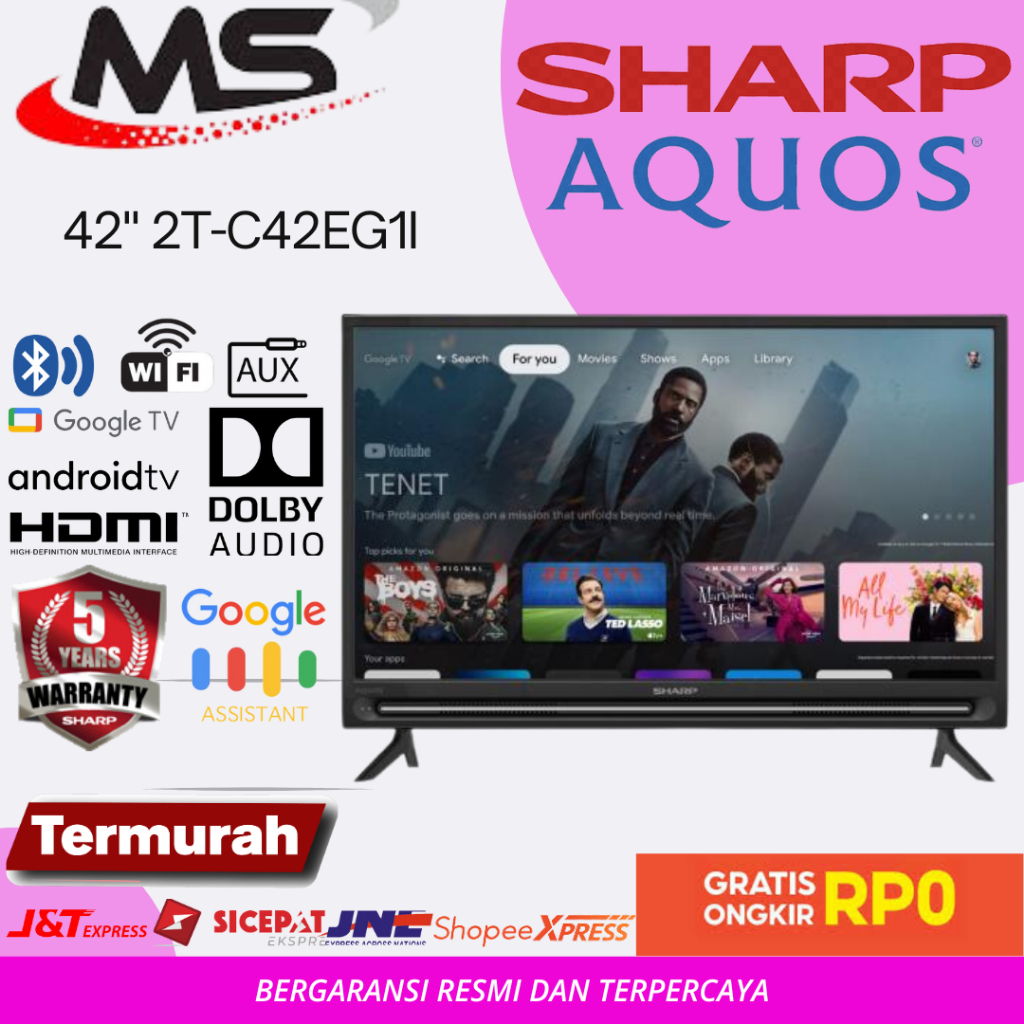 Jual SHARP Smart Google TV LED 42 Inch HD 2T-C42EG1I GTV | Shopee Indonesia