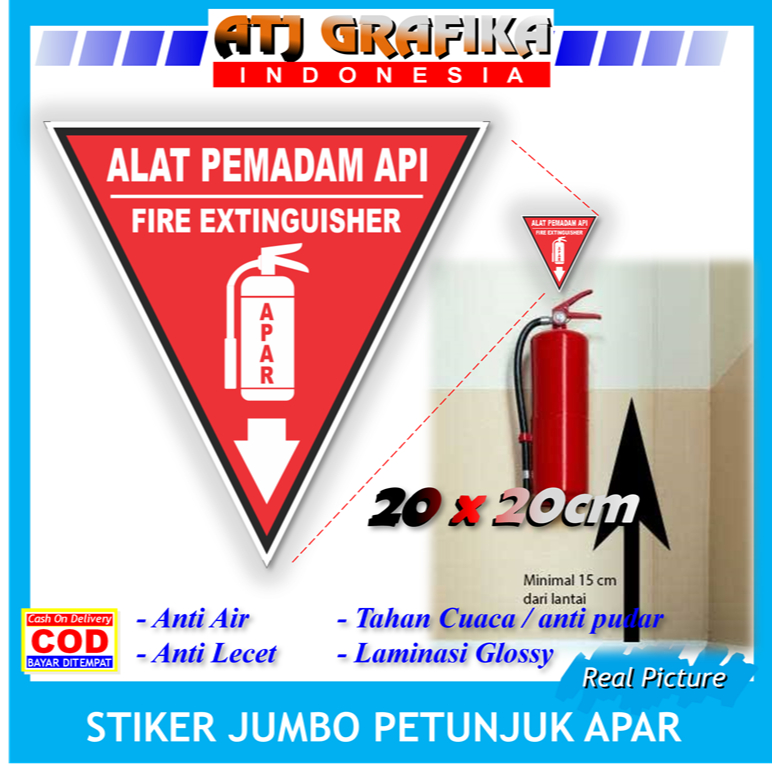 Jual Stiker jumbo APAR segitiga petunjuk tempat alat pemadam api ringan ...