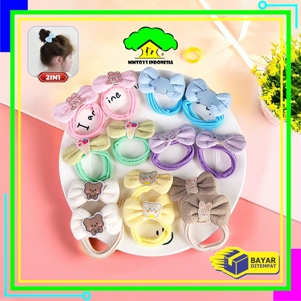 Jual MI-C1083 Ikat Rambut Anak Perempuan 2IN1 Karet Rambut Pita ...