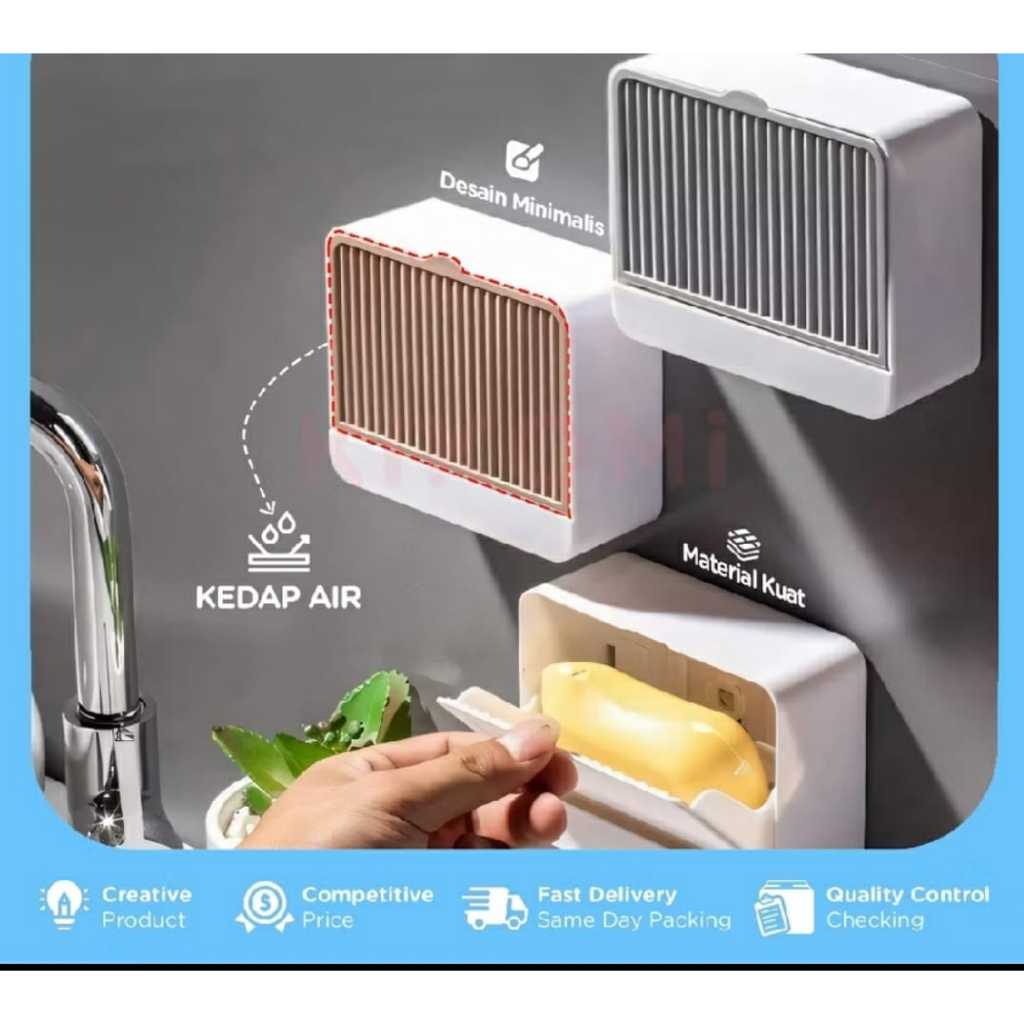 Jual Rak Sabun Batang Buka Tutup Tempel Dinding Box Kotak Sekat Kamar ...