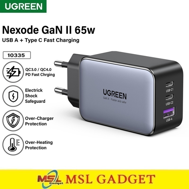 Jual UGREEN Charger 65W GaN Nexode Multi Port USB Type C PD SFC Super ...
