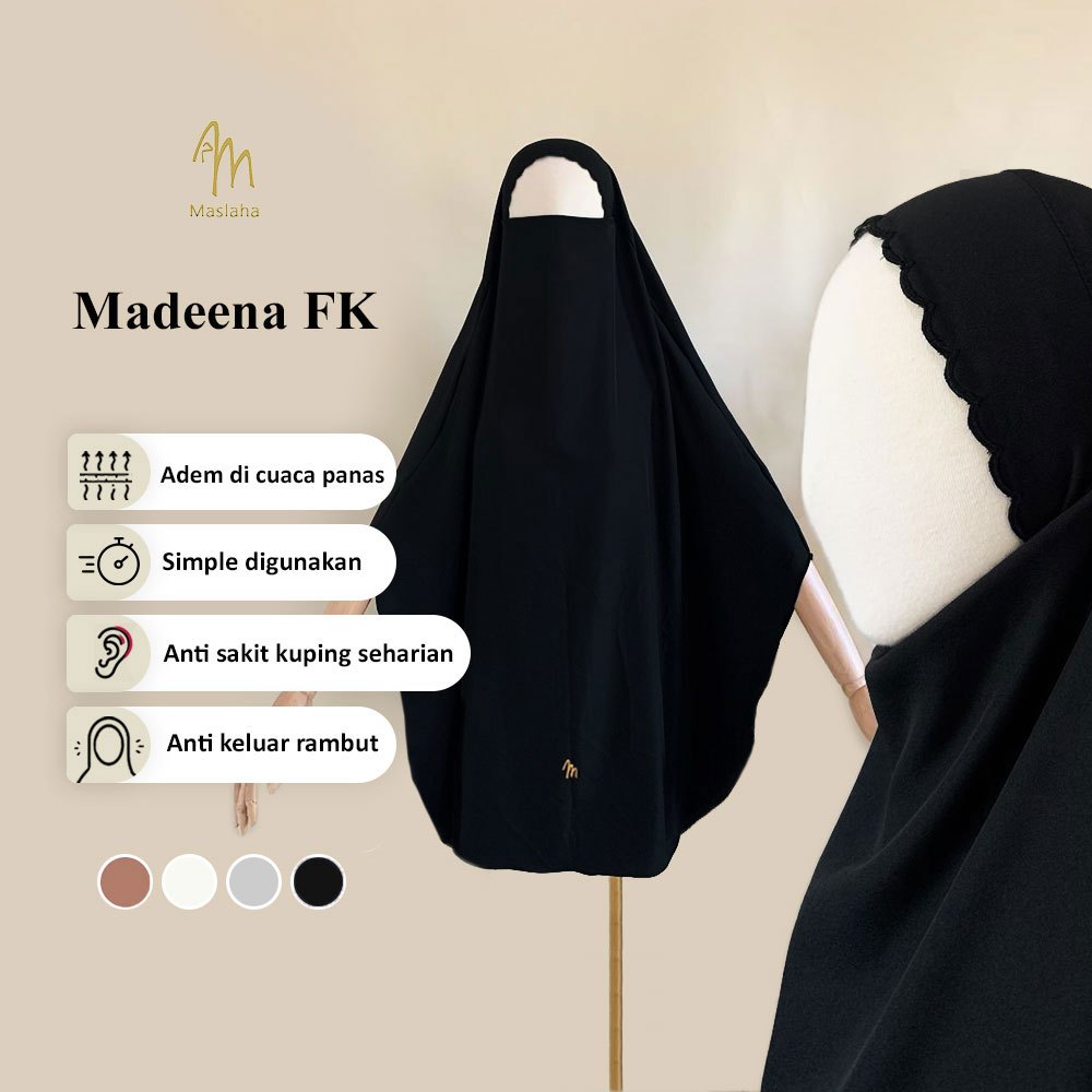 Jual Maslaha Niqab | Madeena French Khimar Bordir | Long FK Instant Umroh Haji | Khimar ...