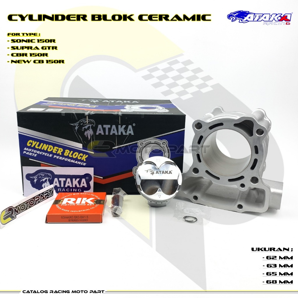 Jual ATAKA RACING Blok Ceramic Cylinder 180cc 200cc Sonic 150R Supra ...