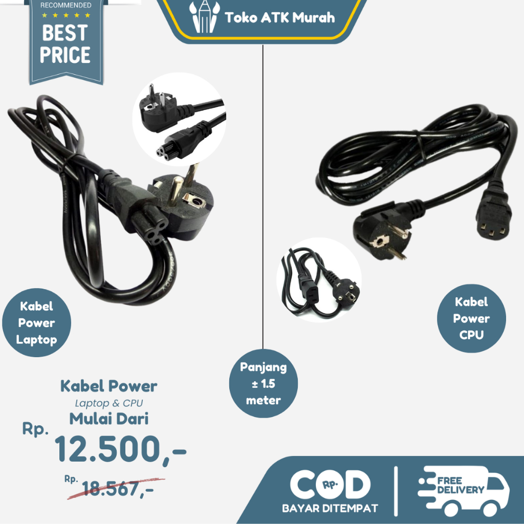 Jual Kabel Power CPU 1.5 M NYK Cable PC / Kabel Power Notebook Laptop ...