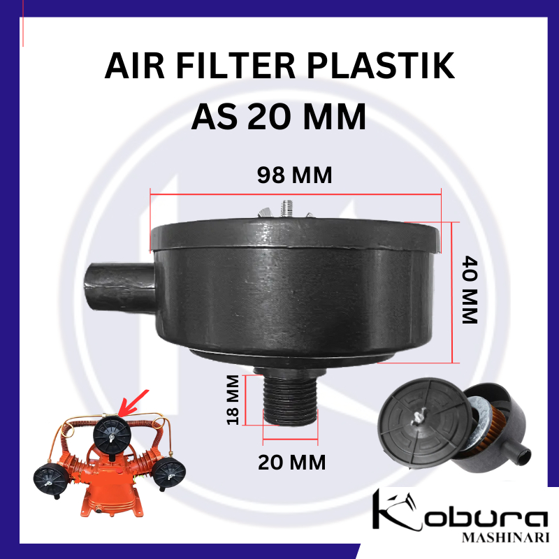 Jual Air Filter Saringan Hawa Plastik As 20 mm lengkap Dengan Filter ...