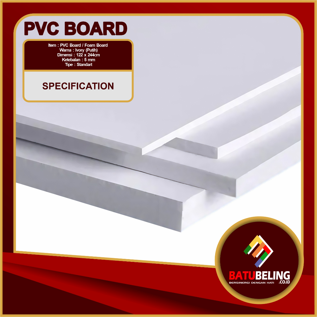 Jual PVC Board Putih 5mm Ukuran 122 x 244 cm Lembaran Triplek Kedap Air ...