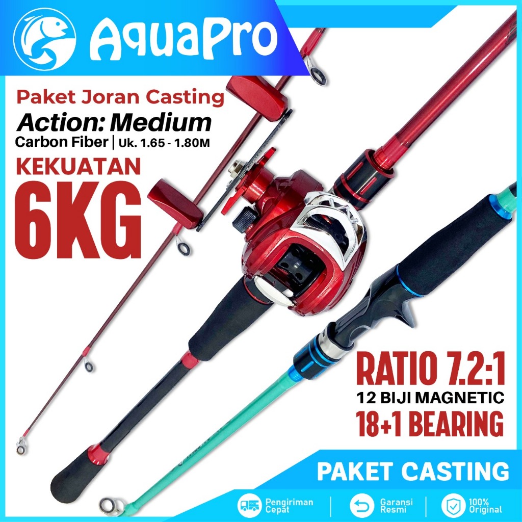 Jual Aquapro Paket Alat Pancing Ikan Joran Pancing BaitCasting Fishing ...