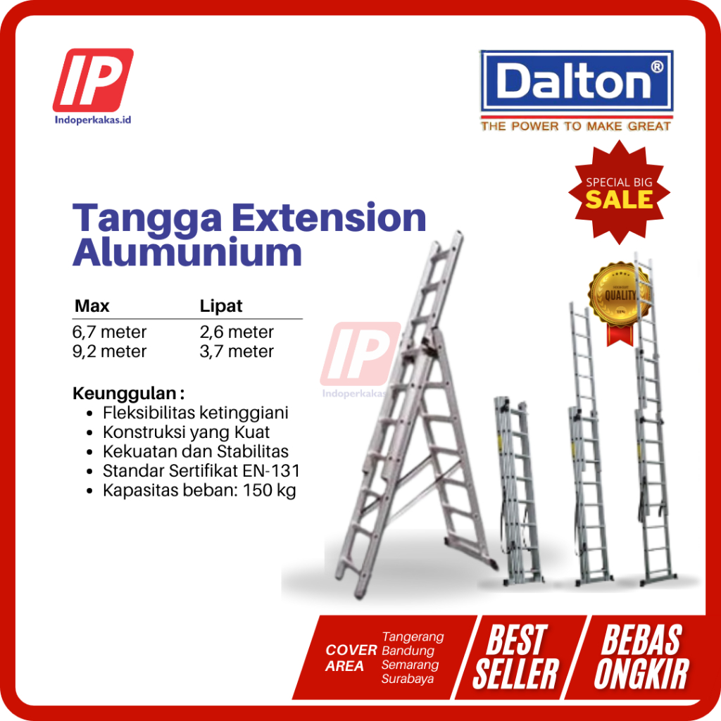 Jual Tangga Sliding Dalton Tangga Alumunium Extention Ladder 5.8 - 9.2 ...