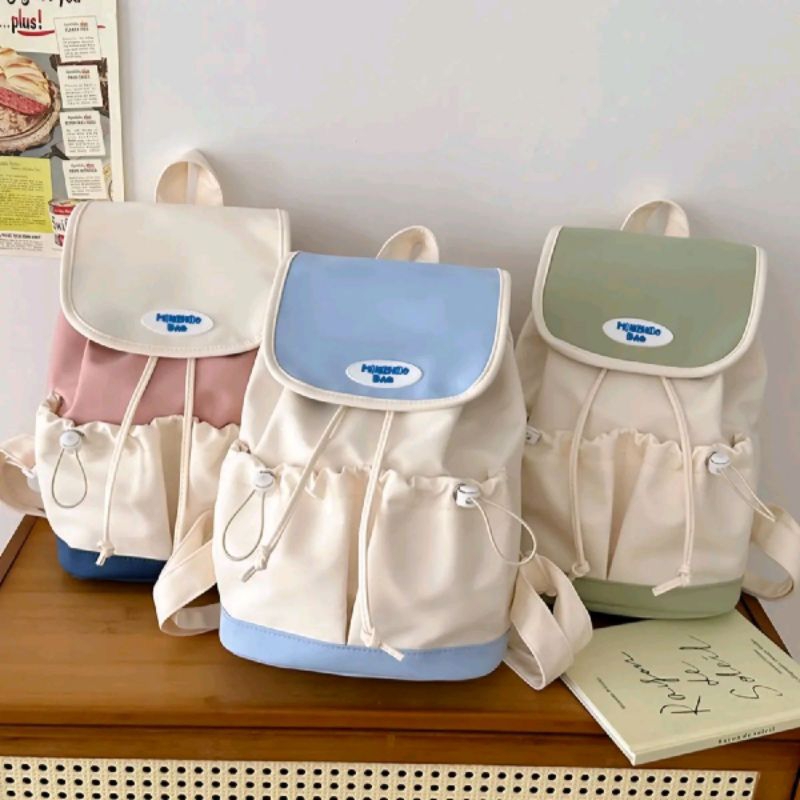 Jual Ransel Wanita Warna Kontras Korean Style Aesthetic Woman Backpack ...