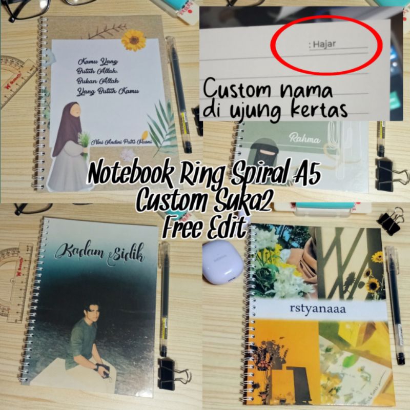 Jual Notebook Custom Hard Cover / Buku Catatan Custom A5 Jilid Spiral ...
