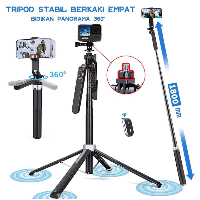 Jual Tripod 4 Kaki P180 Tongsis Tripod Bluetooth P180 Tongsis Tripod ...