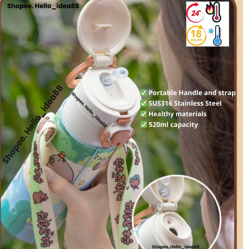 Jual capybara premium series tumbler Stainless Steel 316 Tahan Panas Dingin 520ml Cute viral ...