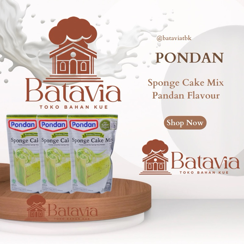 Jual Pondan Sponge Cake Mix Pandan Flavour 200g | Pandan Flavour ...