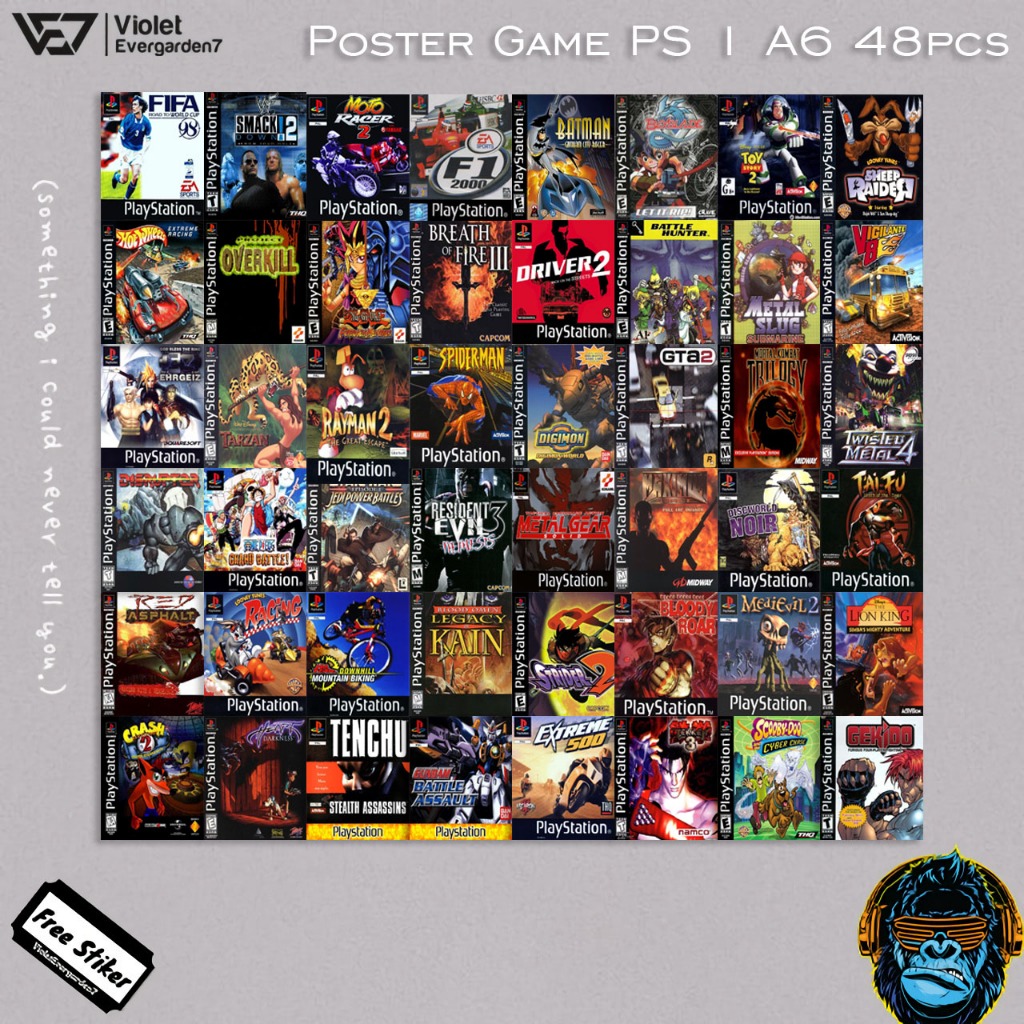 Jual WALL DECOR POSTER HIASAN DINDING POSTER VINTAGE PLAYSTATON 1 ...