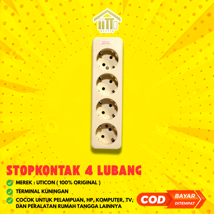 Jual STOP KONTAK UTICON / STOPKONTAK UTICON 4 LUBANG ST-148 TERMINAL KUNINGAN | Shopee Indonesia