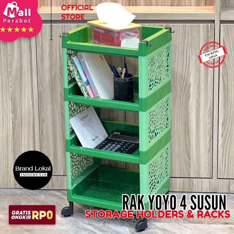 Jual High Quality Mall perabot Rak Susun YOYO Hitam Serbaguna 4 Tingkat ...