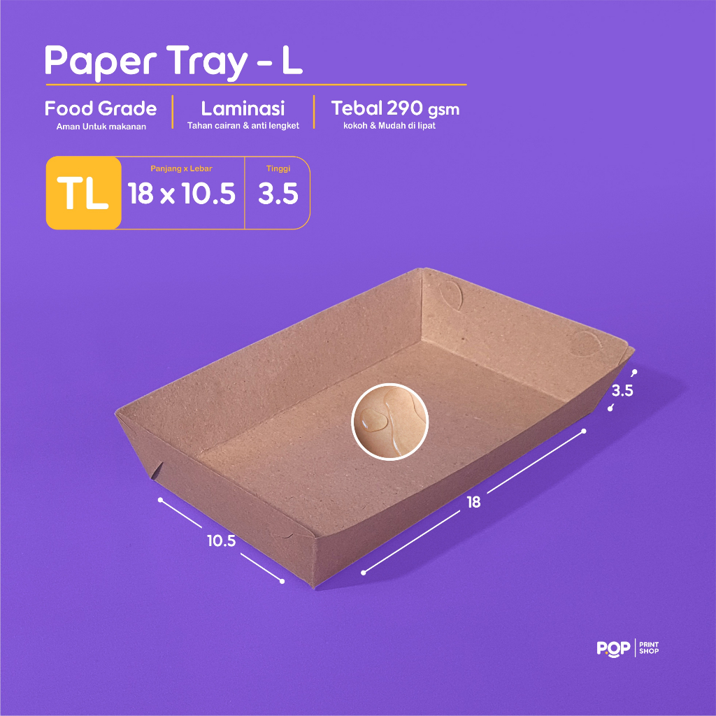 Jual Paper Tray L | Piring Kertas Dine in | Tebal 290gsm Laminasi Anti ...
