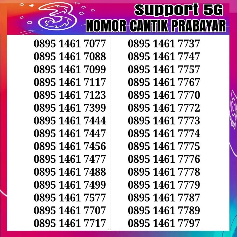 Jual Nomor cantik kartu perdana tri 4G | Shopee Indonesia