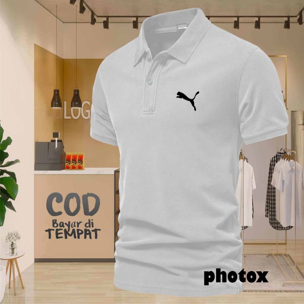 Jual COD T-shrit POLO Pum4 Text Hitam Kaos Kerah Dewasa Shirt / Kaos Wangki Pria Polo / Kaos ...