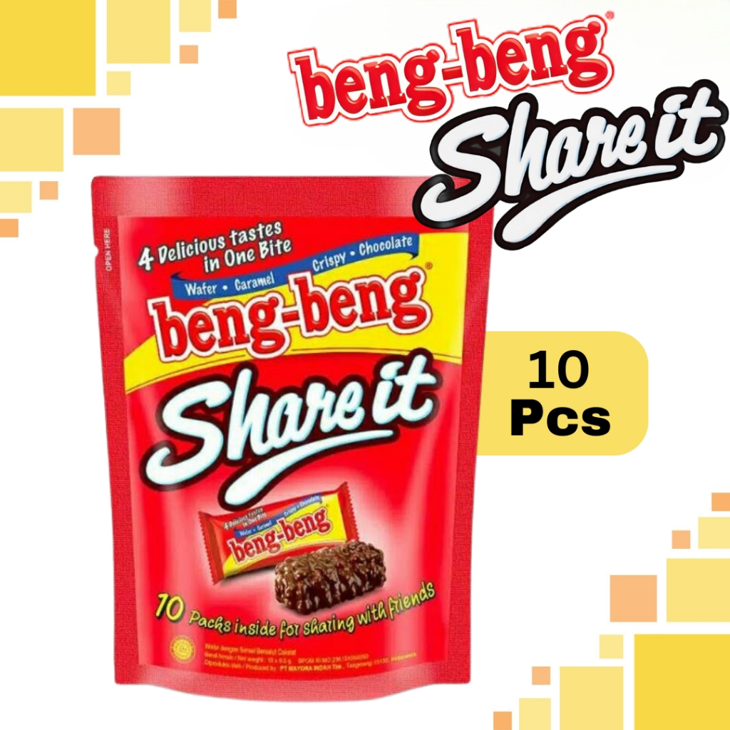 Jual Beng Beng Share It Kemasan 95g isi 10 Wafer Cokelat Crispy ...