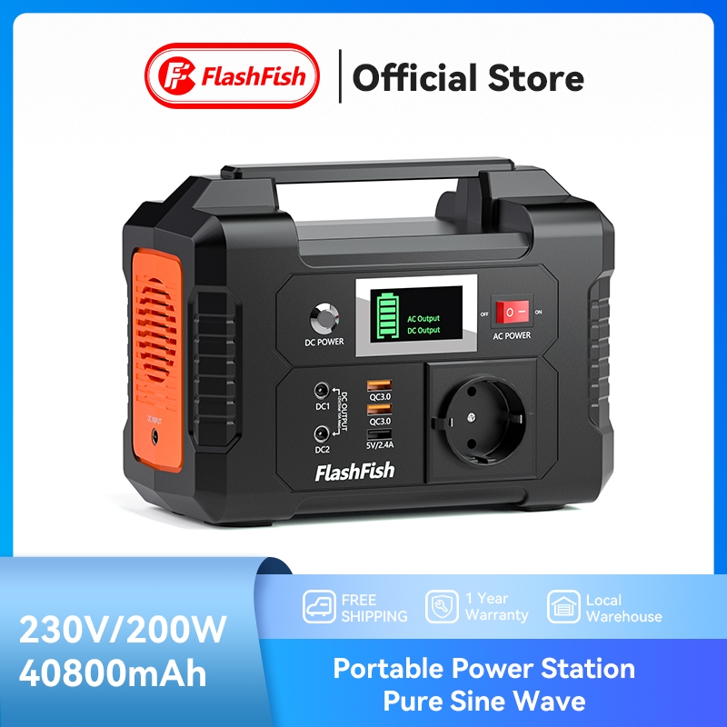 Jual (Ready)FlashFish 220V 200W Power Station 40800mAh Portable Solar Generator Silent Genset ...