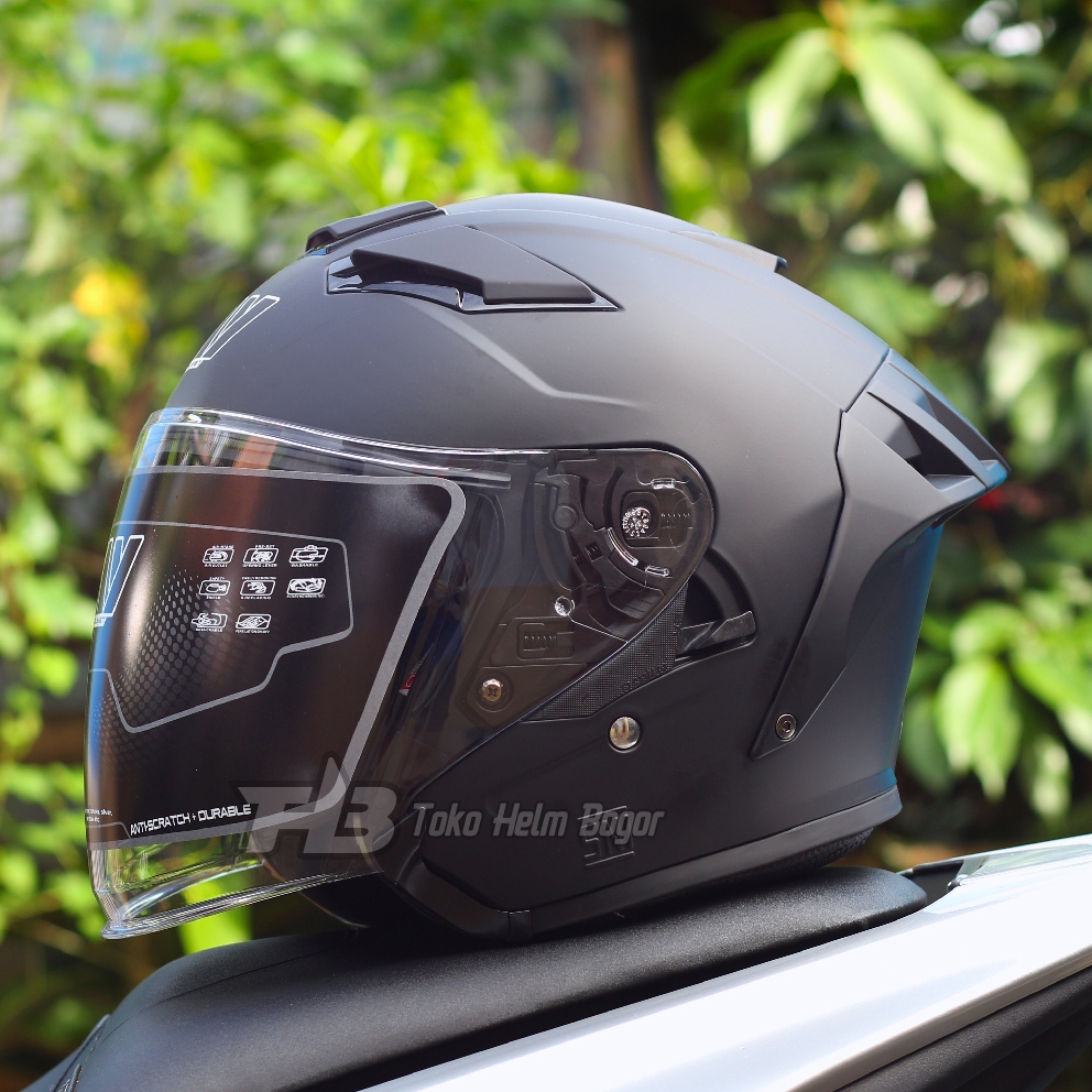 Jual MY HELMET HELM HALF FACE D3 | MATTE BLACK | DOUBLE VISOR | Shopee ...