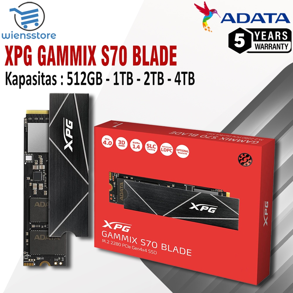 Jual SSD ADATA XPG GAMMIX S70 BLADE 512GB - 1TB - 2TB - 4TB PCIe Gen4x4 ...