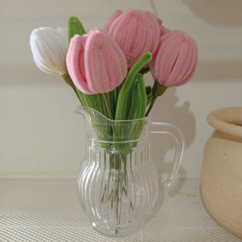 Jual bunga tulip mawar kawat bulu | bunga pipe cleaner satuan | Shopee ...