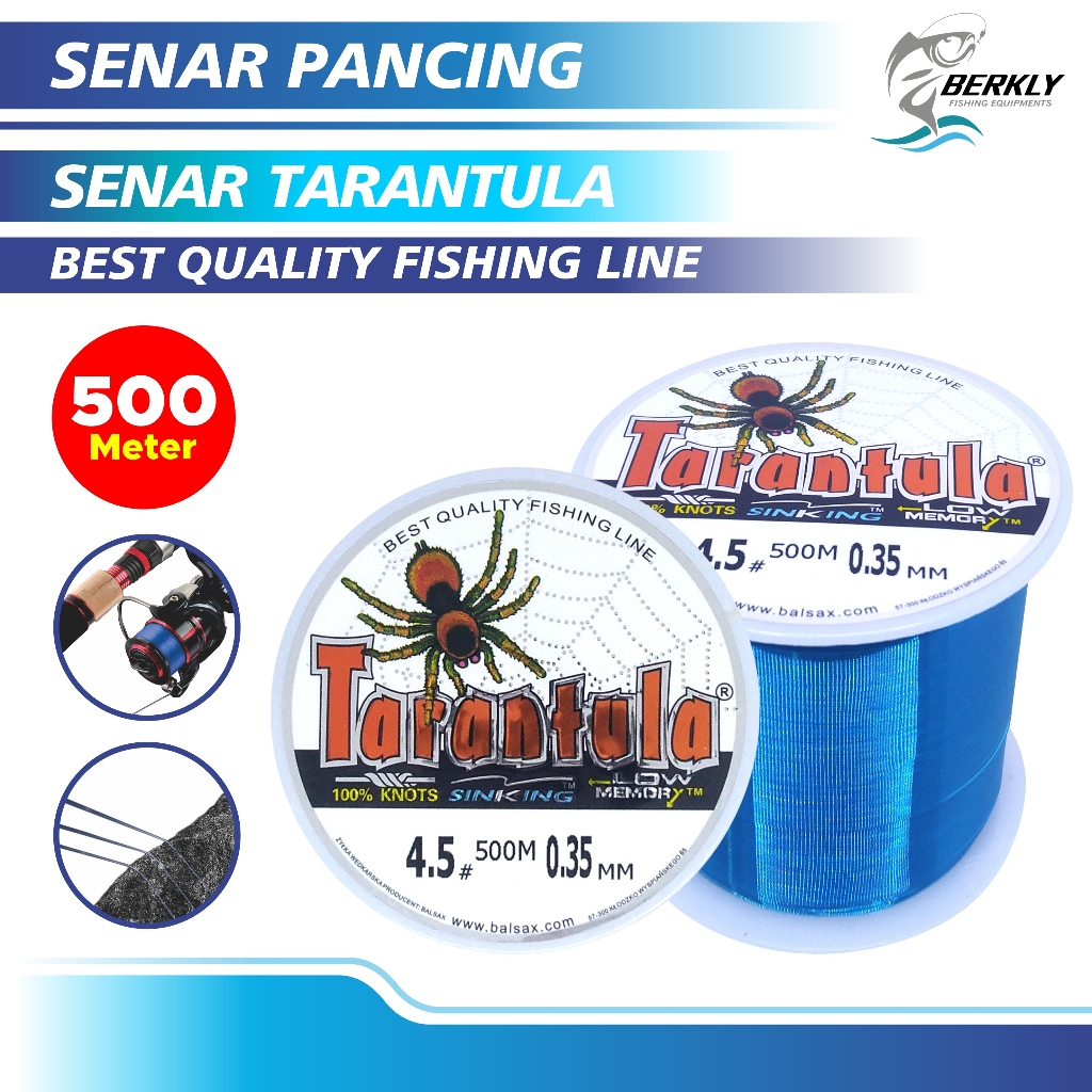 Jual BERKLY Tali Pancing 500m Senar Pancing Tarantula Biru Fishing Line ...