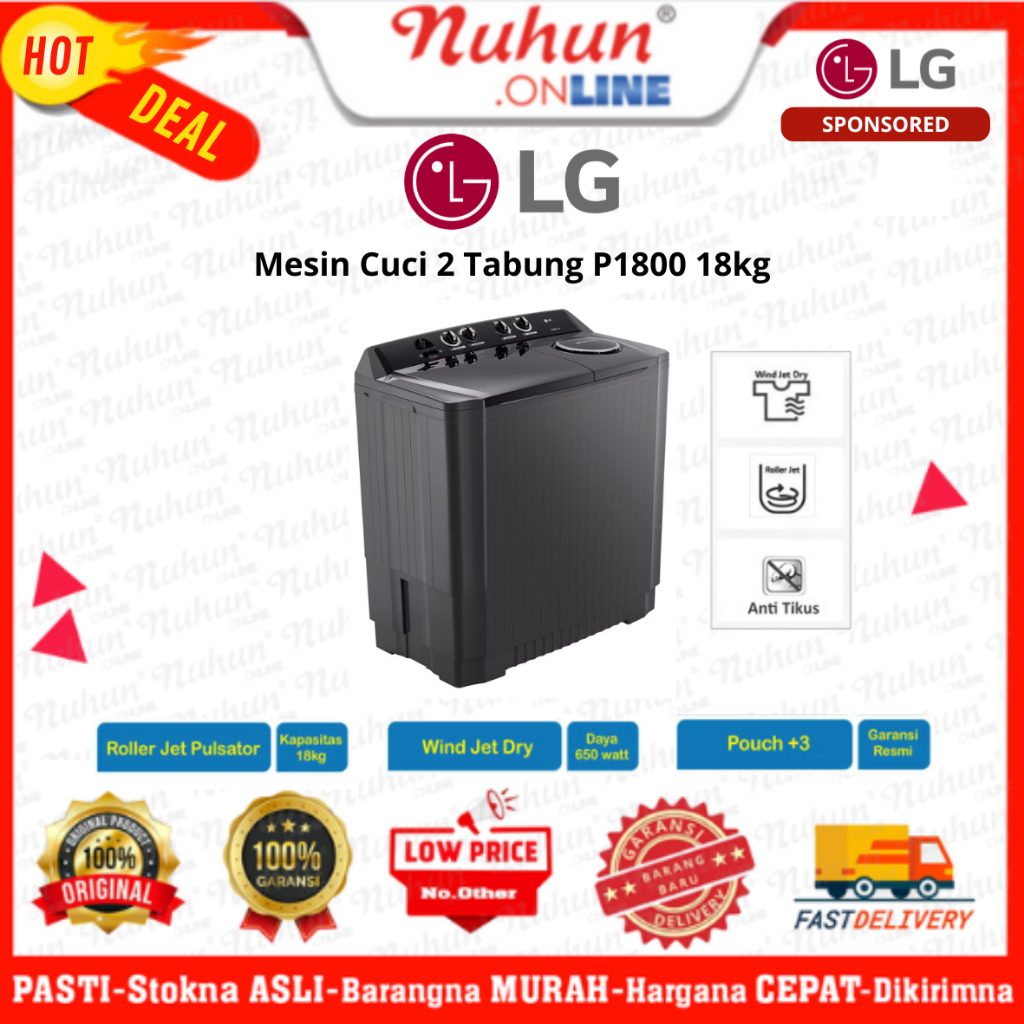 Jual Mesin Cuci 2 Tabung LG P1800 18kg | Shopee Indonesia