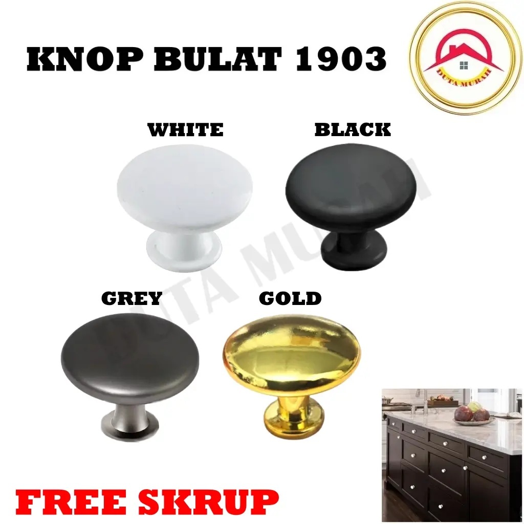 Jual Knob Knop Bulat 1903 Handle Tarikan Laci Pintu Lemari Emas Hitam ...