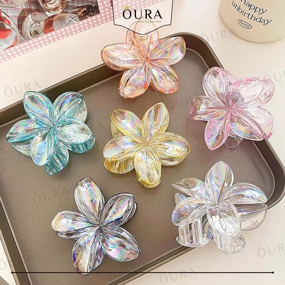Jual Jedai Rambut Bunga Kamboja Glossy Cute Transparan Hair Clip Flower ...