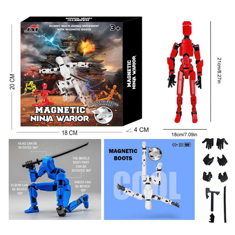 Jual Mainan Robot Dummy 13 Action Figure Magnet Ninja Warrior Magnetic ...