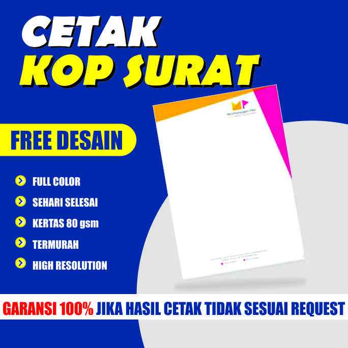 Jual Promo Cetak Kop Surat HVS A4 F4 / Print Kop Surat Kantor ...