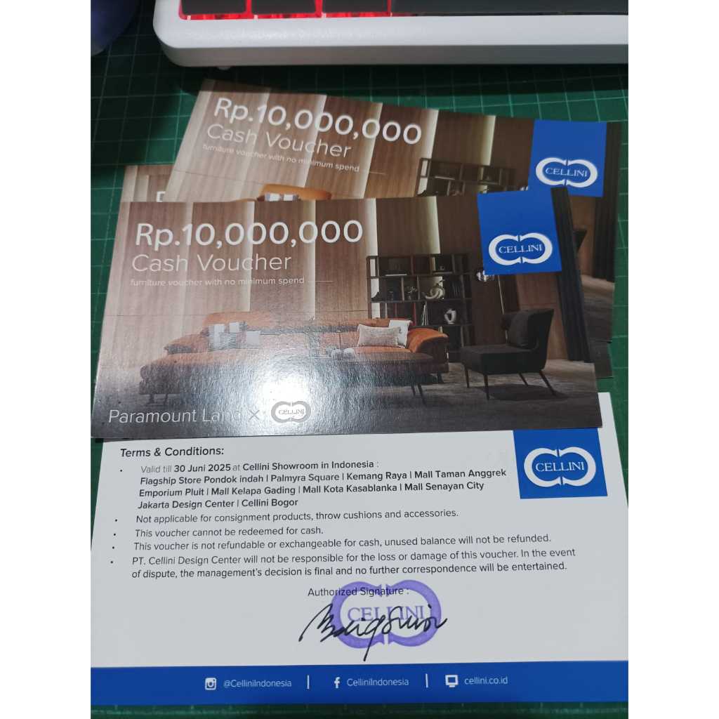 Jual Voucher Fisik Cellini - 10.000.000 - Sepuluh Juta Rupiah | Shopee ...