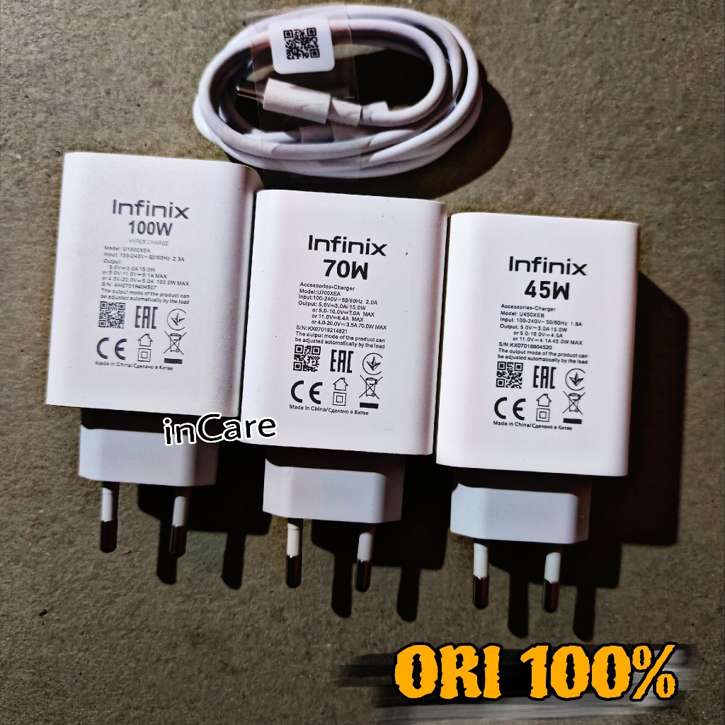 Jual Charger Infinix 45W 70W 100W Original 100% Super Fastcharging Note ...