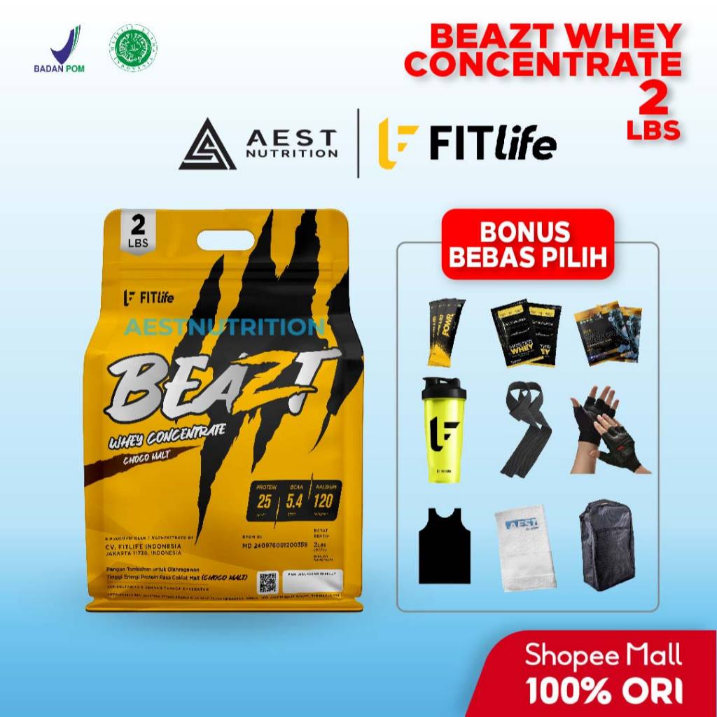 Jual Fitlife BEAZT Whey Concentrate 2 lbs 900 gram Susu Tinggi Protein | Shopee Indonesia