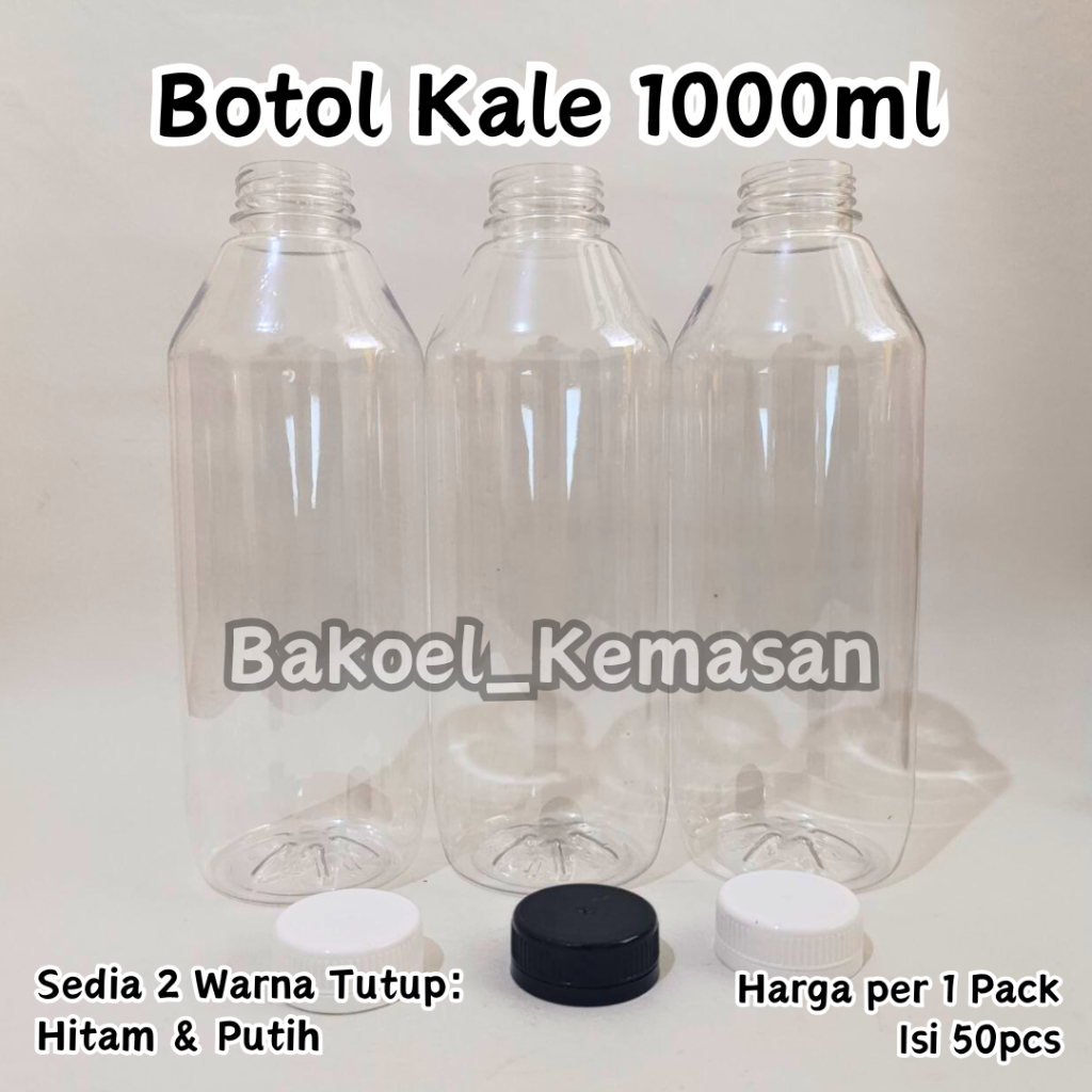 Jual Botol Kale Bulat PREMIUM TEBAL 50gr 1000ml 1 liter / Botol Minuman Coklat Almond 1000 ml 1L ...