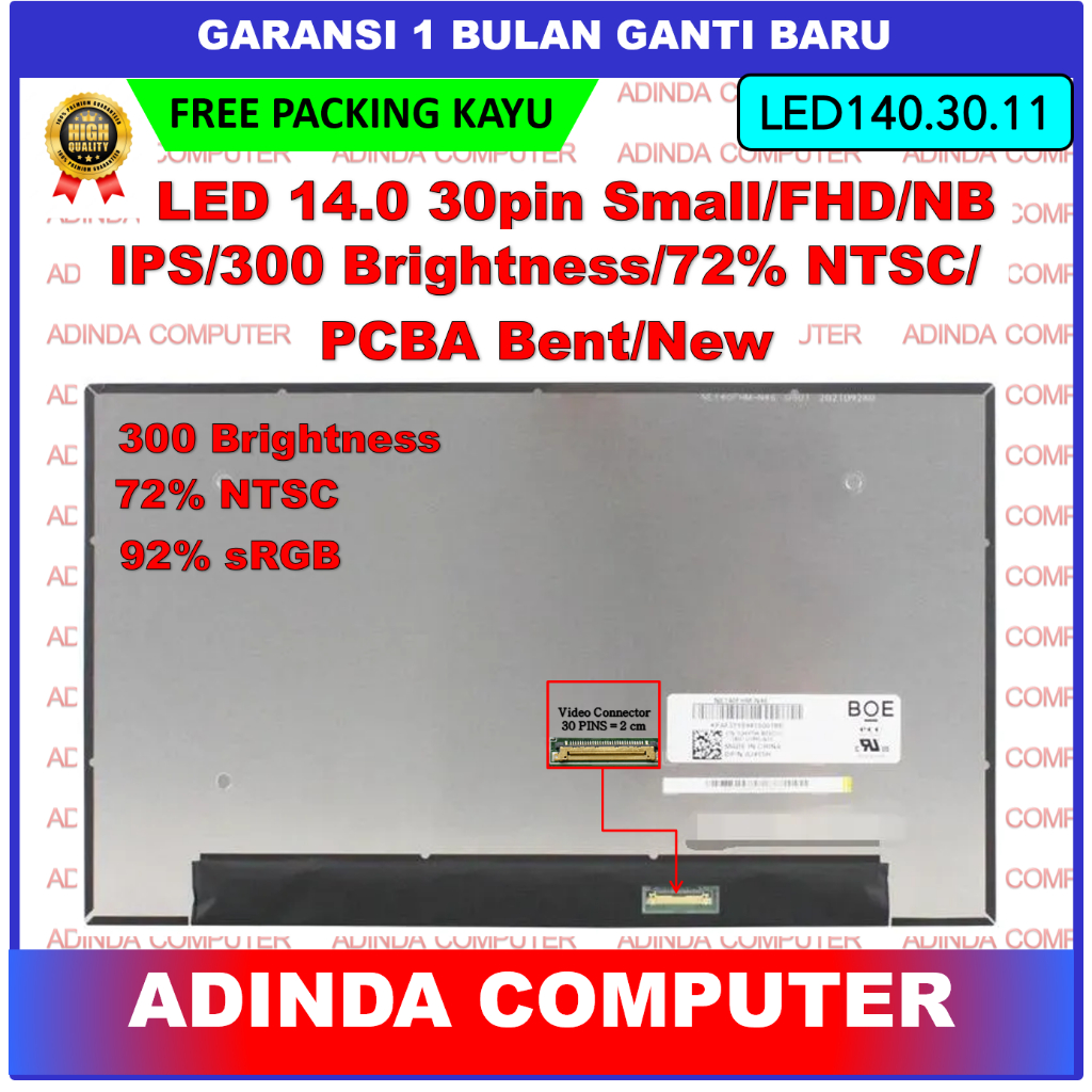 Jual LED LCD 14.0 14 Inch 30 Pin 30pin Small Narrow Full HD FHD IPS ...