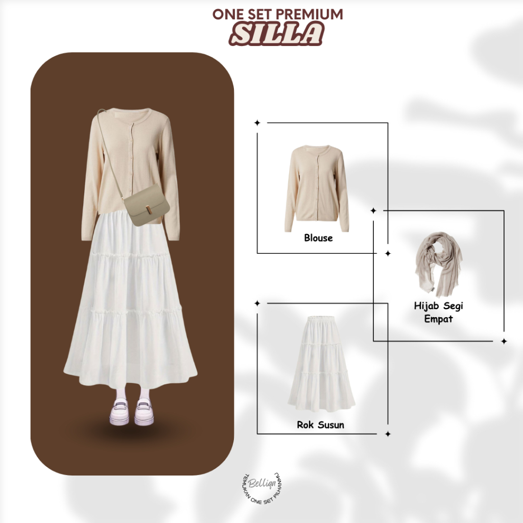 Jual Silla One Set OOTD Kuliah Jalan Pantai Ngafe Gaya Selebgram Model Terbaru ( Hijab - Baju ...