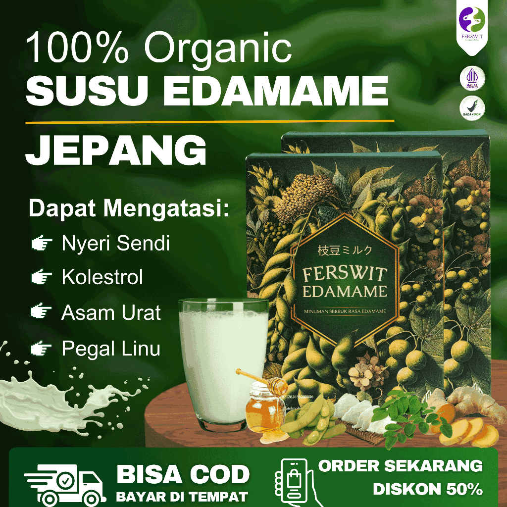 Jual Ferswit Susu Edamame Jepang Untuk Kolesterol, Asam Urat, Nyeri ...