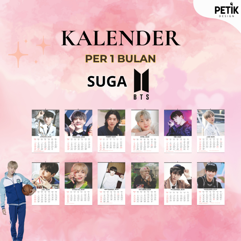 Jual Kalender Dinding Min Yoon-gi/Suga BTS 2025 12 Lembar Klem | Shopee ...