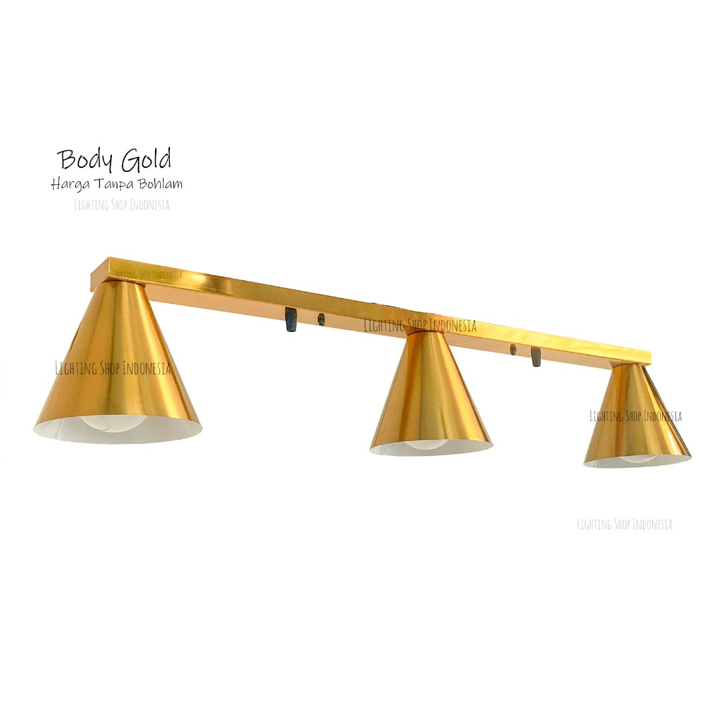 Jual Lampu plafon kop panjang 90cm kap 3in1 hias minimalis Gold Hitam meja makan island lampu ...